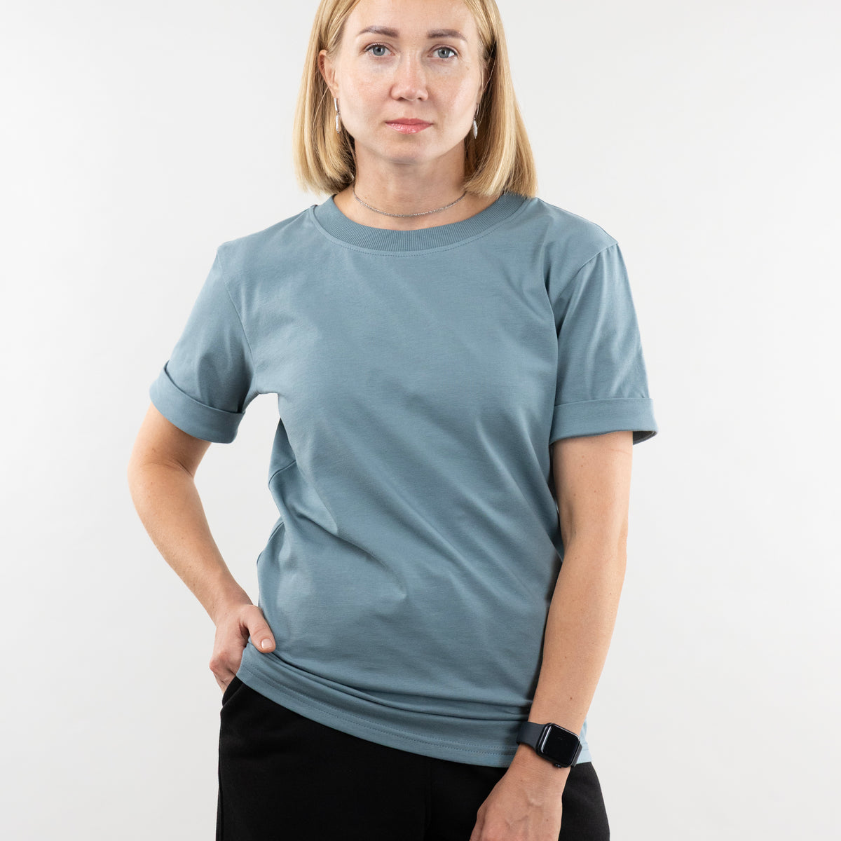 Basic T-shirt with cuffs, T-Shirt for Women – Impact